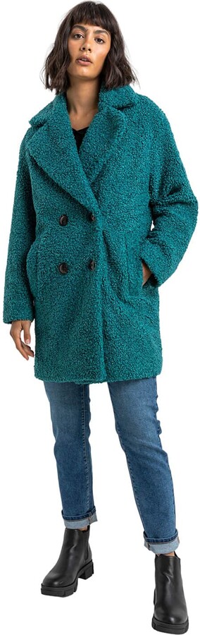 Roman Originals Teddy Bear Borg Sherpa Coat for Women UK - Ladies ...