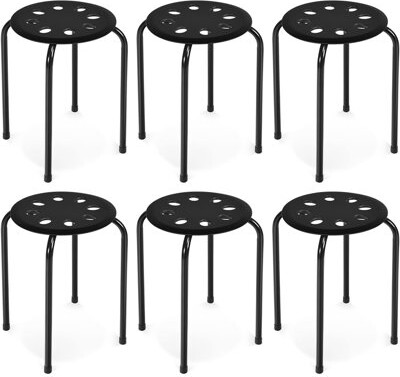 Latitude Run 6-Pack Plastic Stack Stools, 17.5-Inch Portable Stackable ...