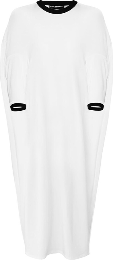 Anthony Hamdan Djendeli White Below-Knee Organic French Terry Cape ...