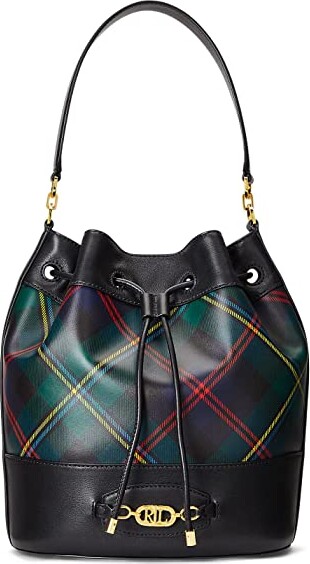 Lauren Ralph Lauren Plaid Leather Large Andie Drawstring Bag - ShopStyle