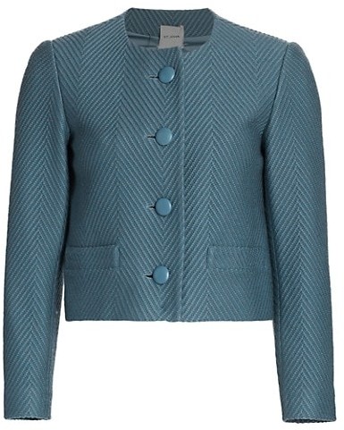 St. John Raised Herringbone Knit Cropped Jacket - ShopStyle