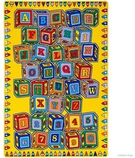 AllStar Rugs Allstar Kids Learn Alphabet Letters Numbers Cubes Rug ...