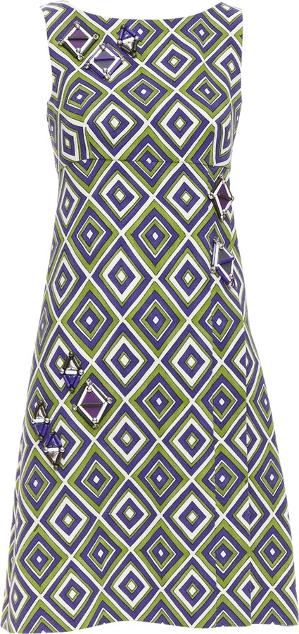 Prada Resin Applique Mod Mini Dress - ShopStyle