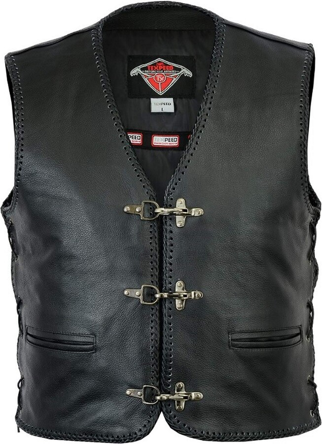 Mens Real Leather Biker Waistcoat Vest Cut - Genuine Motorcycle ...