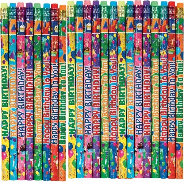 Elegani Happy Birthday Pencils (24 Pack) - Assorted Designs, Celebrate ...