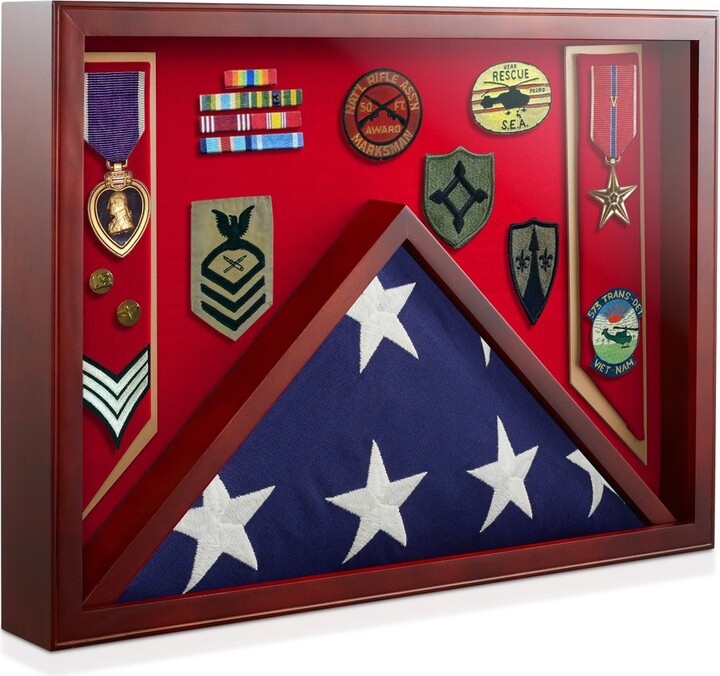 Reminded Military Shadow Box Display Case for Medals & Burial Flag ...