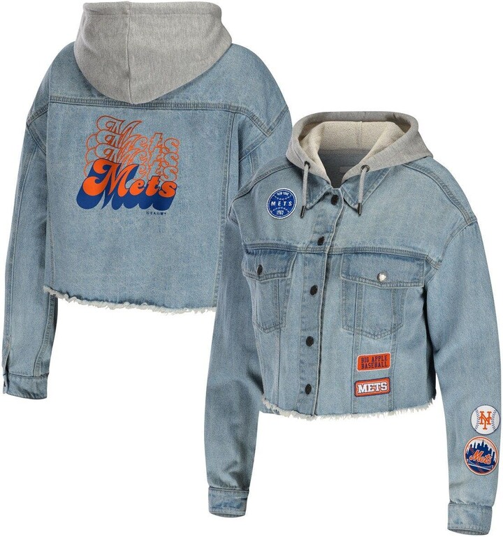 Women's WEAR by Erin Andrews New York Mets Hooded Full-Button Denim ...
