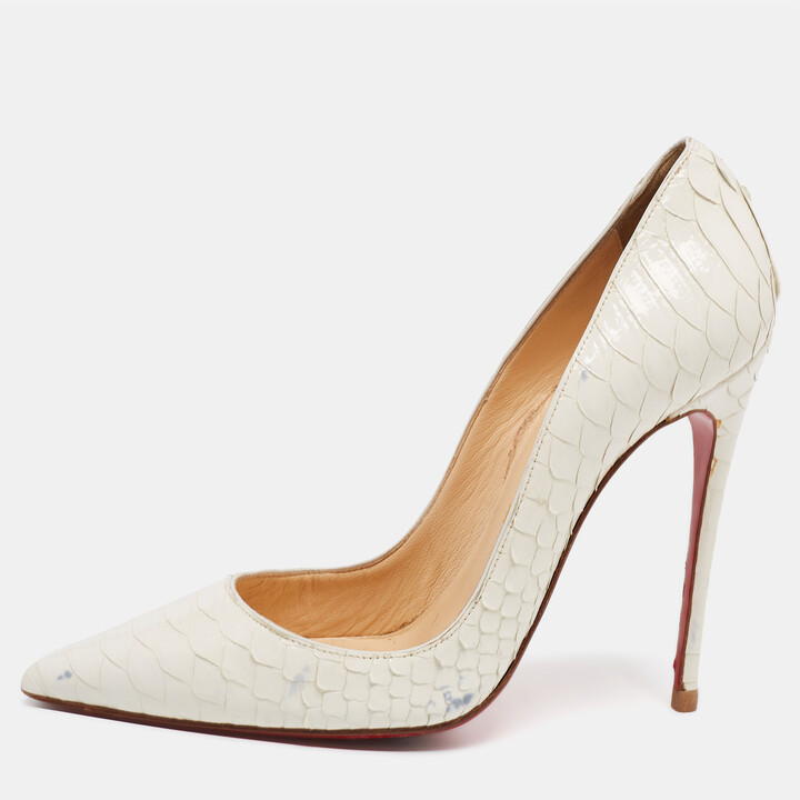 Christian Louboutin White Python Patent Leather So Kate Pumps Size 37.5 ...