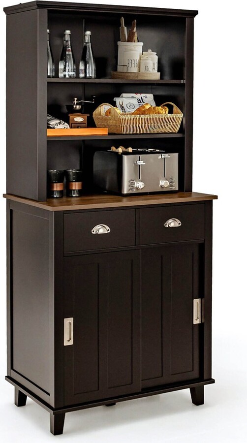 Tangkula Freestanding Buffet Hutch Kitchen Pantry Storage Cabinet w ...