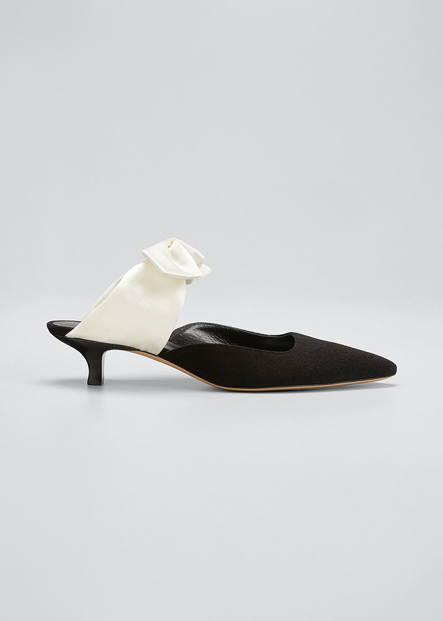 The Row Coco Suede & Satin Mule Pump - ShopStyle