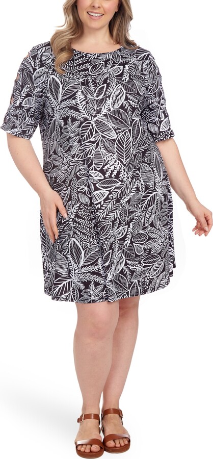 Ruby Rd. Plus Size Leaf Sketch Print Dress - ShopStyle