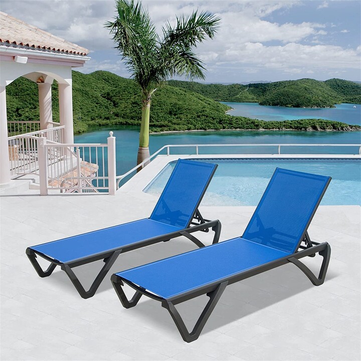 TONWIN Outdoor Chair Poolside Sunbathing Chair with Adjustable Backrest ...