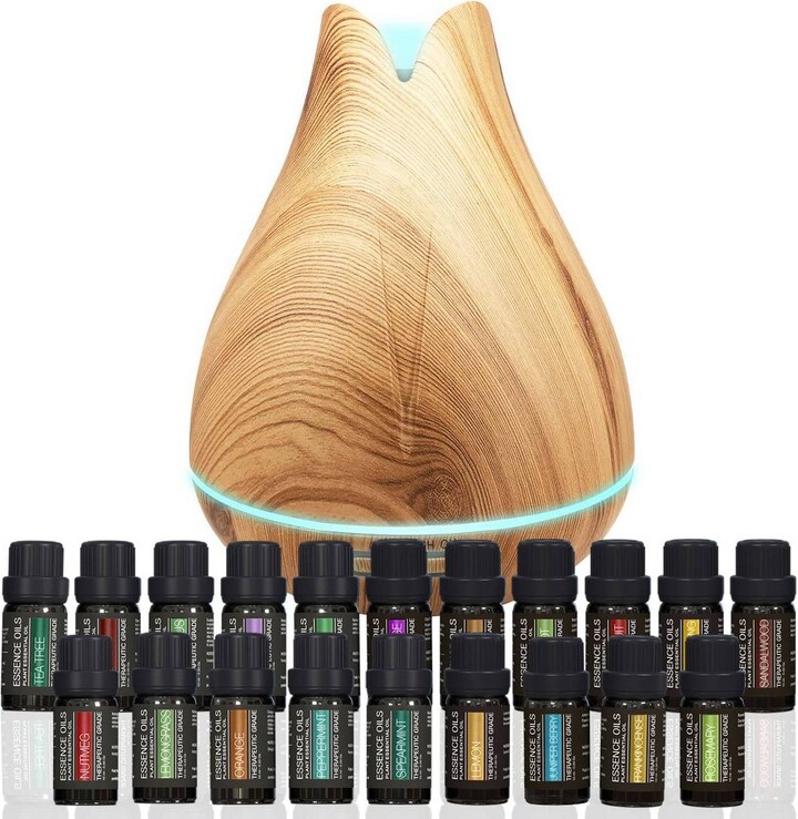 Aromatherapy Diffuser Set with 20 Essential Oils Light Wood - Pure ...