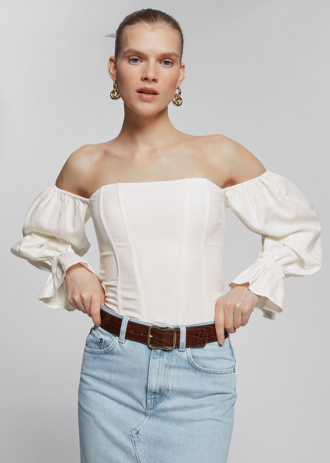 And other stories Off-Shoulder Voluminous Bustier Top - ShopStyle