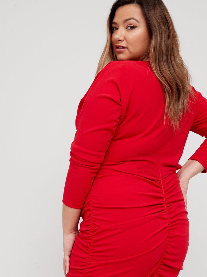 Ax Paris Curve Draped Midi Dress - Red - ShopStyle