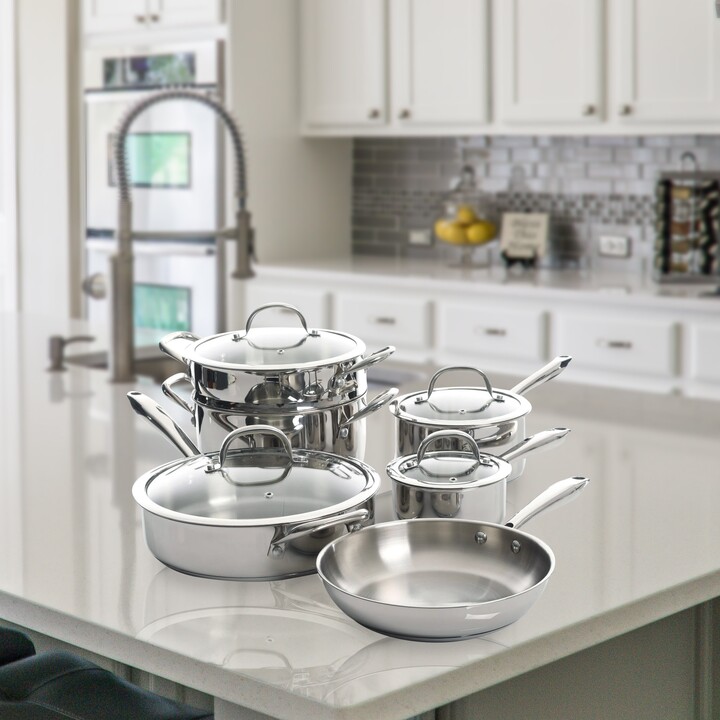 Kenmore Elite Devon 10 Piece Heavy Gauge Stainless Steel Cookware Set ...