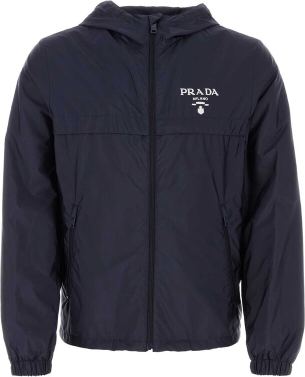 Prada Logo-Printed Hooded Blouson Jacket - ShopStyle