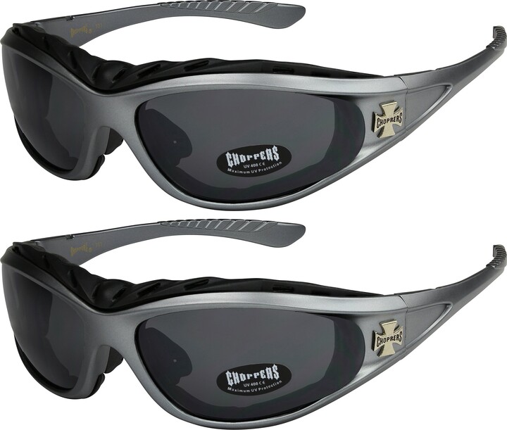 X-CRUZE Choppers 2-Pack 911 Foam Padded Sunglasses Goggles Motorcycle ...