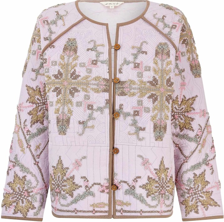 EAST Women's Pink / Purple Lily Lilac Cotton Jersey Embroidered Quilted ...