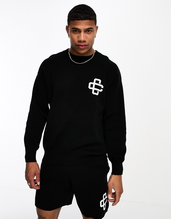 The Couture Club emblem knitted sweater in black with chest logo - part ...