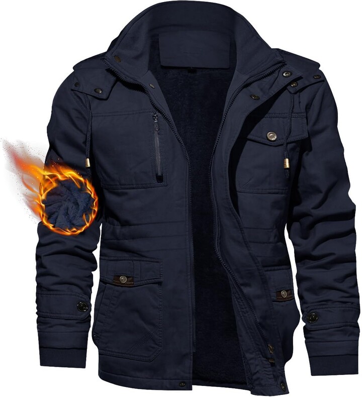 TACVASEN Winter Jackets Men Thermal Warm Windbreaker Cotton Cargo ...