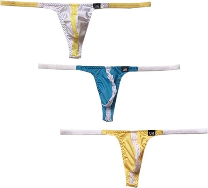 COMLIFE Men's Colorblocking Breathable Mesh Comfort Low Rise G-String ...