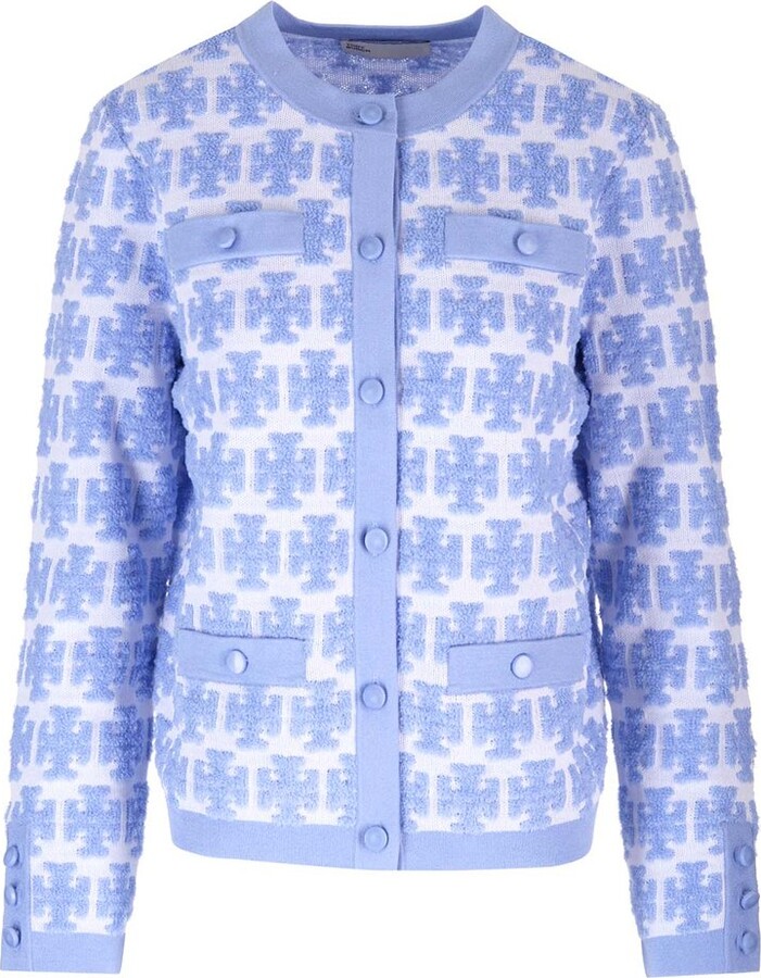 Tory Burch Double T-Monogram Knitted Cardigan - ShopStyle