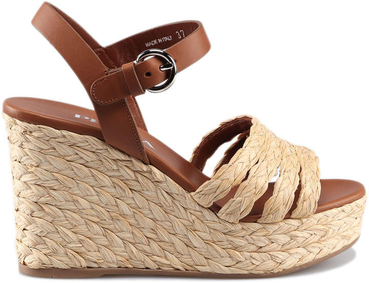 Prada Raffia Wedge Sandals - ShopStyle
