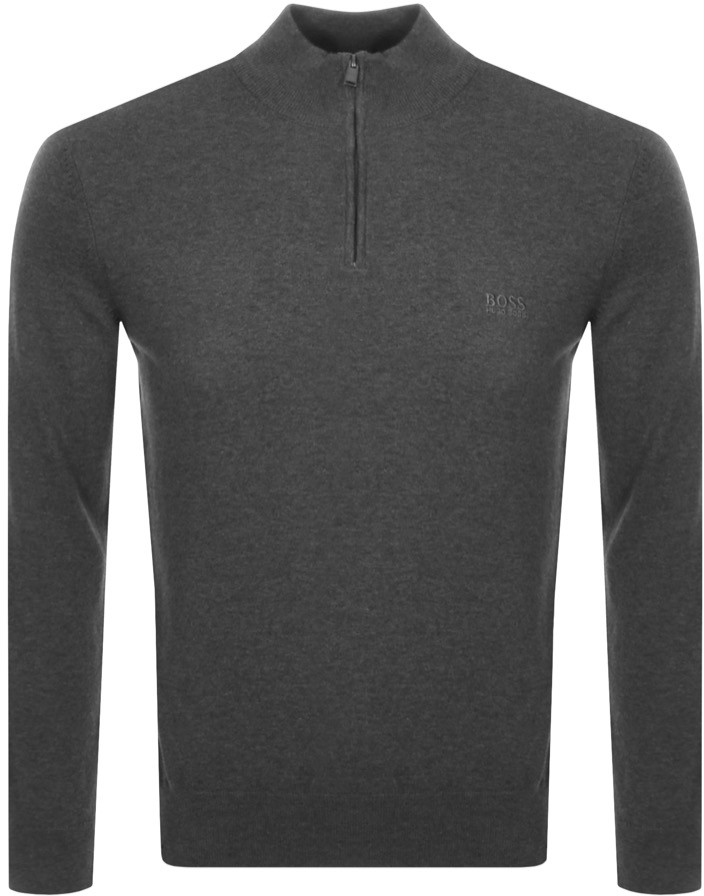 BOSS HUGO BOSS Padro Half Zip Knit Jumper Grey - ShopStyle