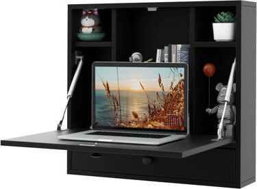 Latitude Run Wall Mounted Desk, Multi-Function Floating Desk Wall Mount ...