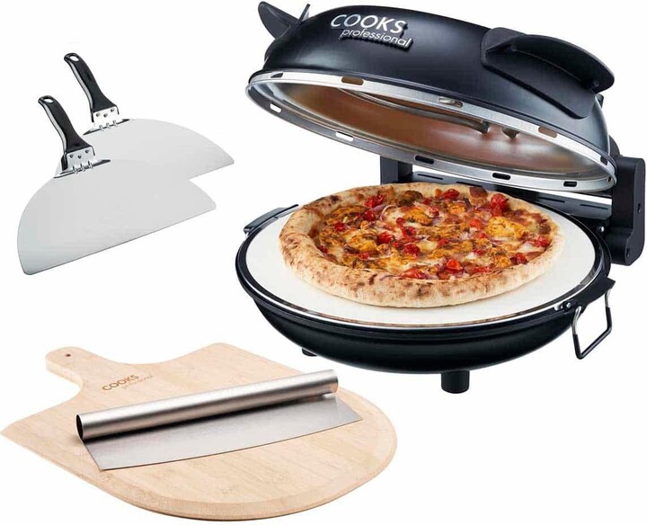 Cooks Professional Authentic Stone Baked Pizza Maker Oven with Bamboo ...
