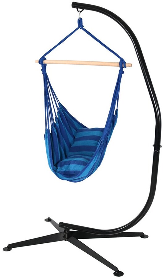 Sunnydaze Indoor-Outdoor Hanging Hammock Chair Swing And C-Stand Set ...