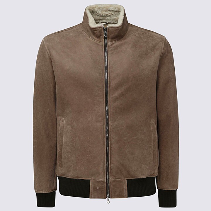 Barba Brown Leather Bomber Jacket - ShopStyle