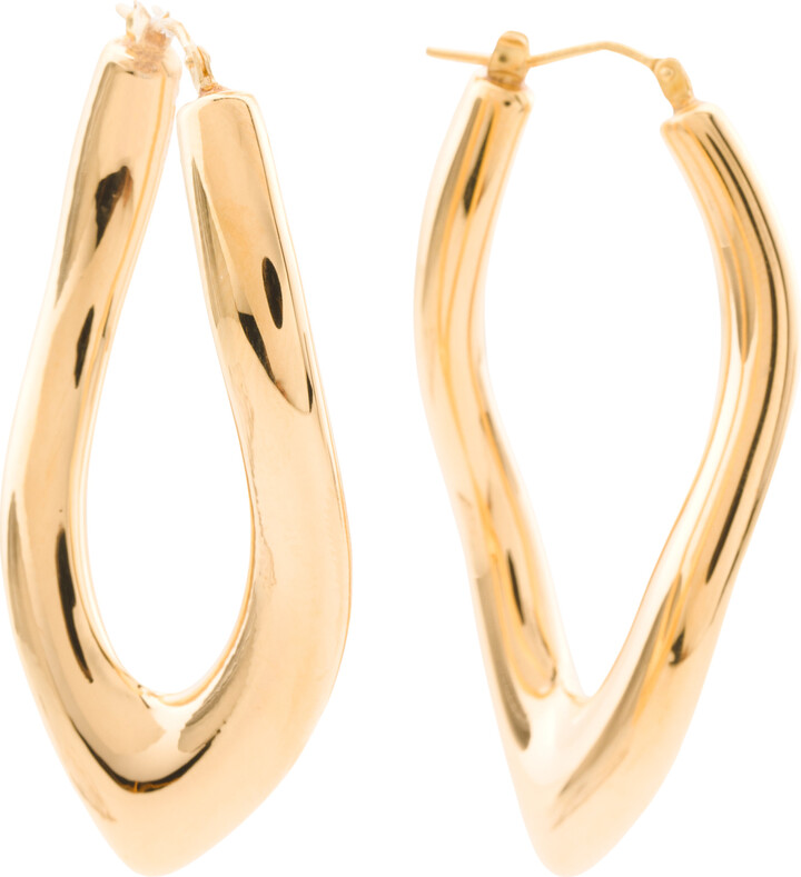 Milor Gold Made In Italy 14k Gold Elongated Twist Hoop Earrings - ShopStyle