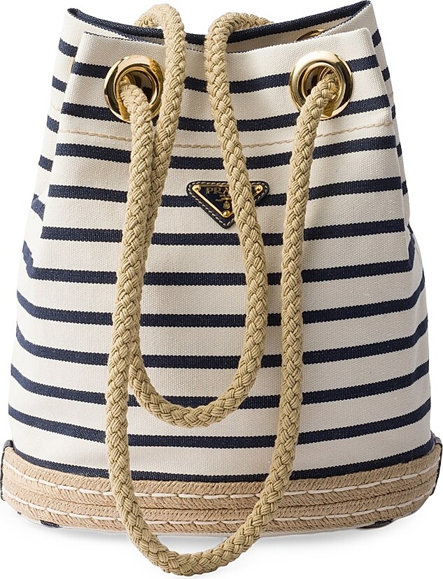 Prada Women's Small Fabric Bucket Bag - Blue White - ShopStyle