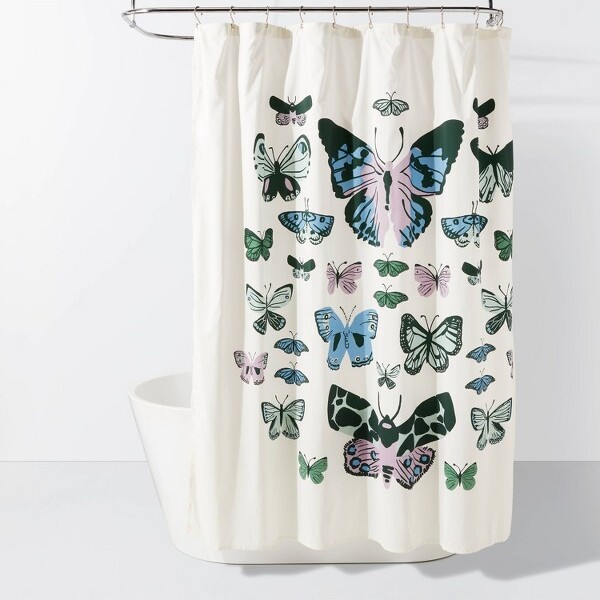 Room Essentials 72"x72" Butterfly Microfiber Shower Curtain Polyester ...
