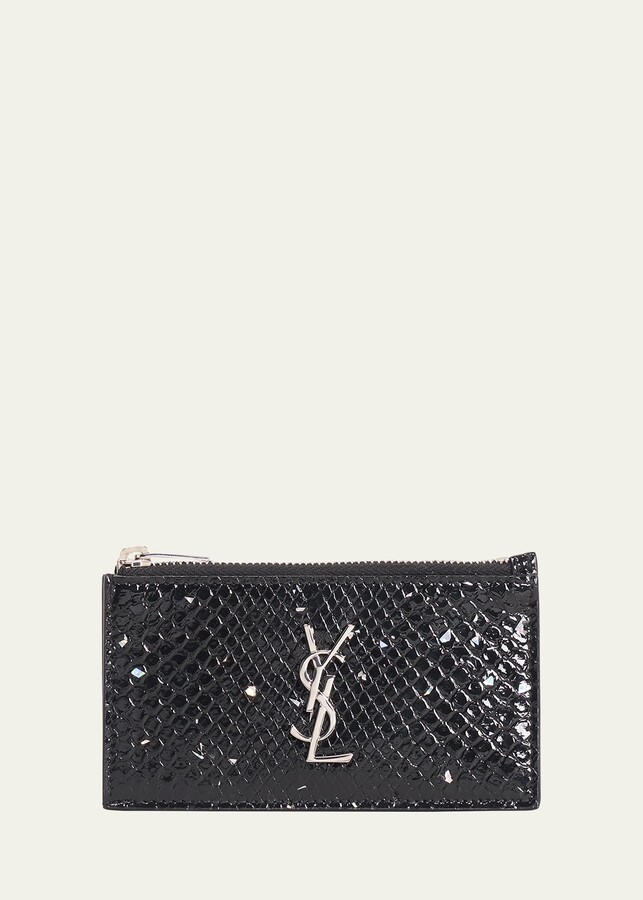 Saint Laurent Fragments Glitter Python Card Case - ShopStyle