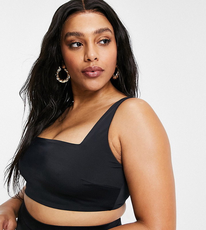 Asos Design Curve Recycled Mix And Match Square Neck Crop Bikini Top In