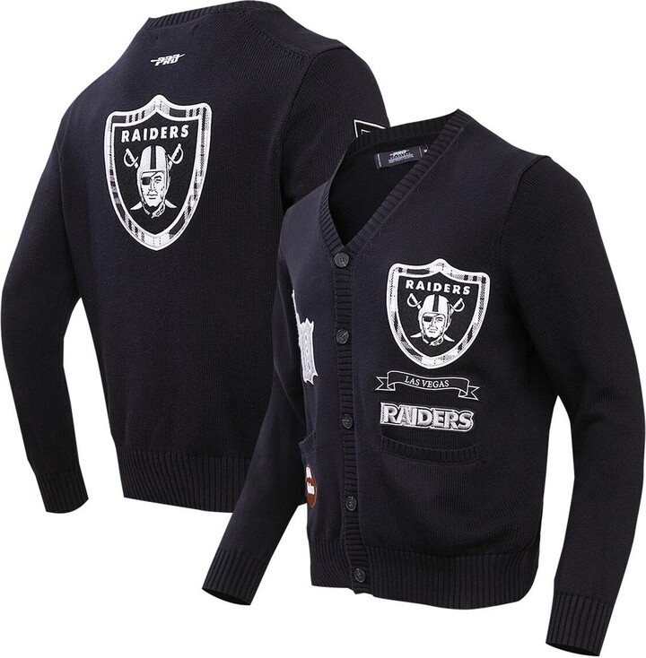Men's Pro Standard Black Las Vegas Raiders Prep Button-Up Cardigan ...