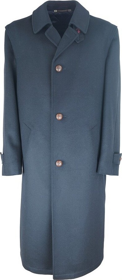 Robert W. Stolz - Navy Blue Loden Overcoat With Zip Out Lining ...