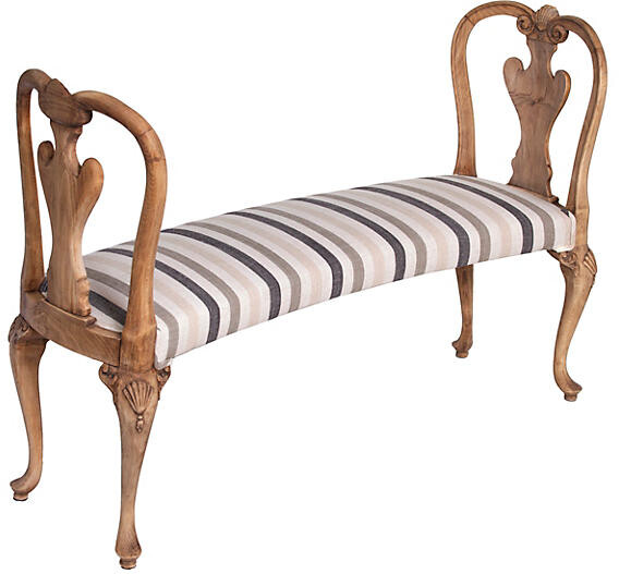 One Kings Lane Vintage Blonde Curved Queen Anne Bench - Fleur de Lex ...