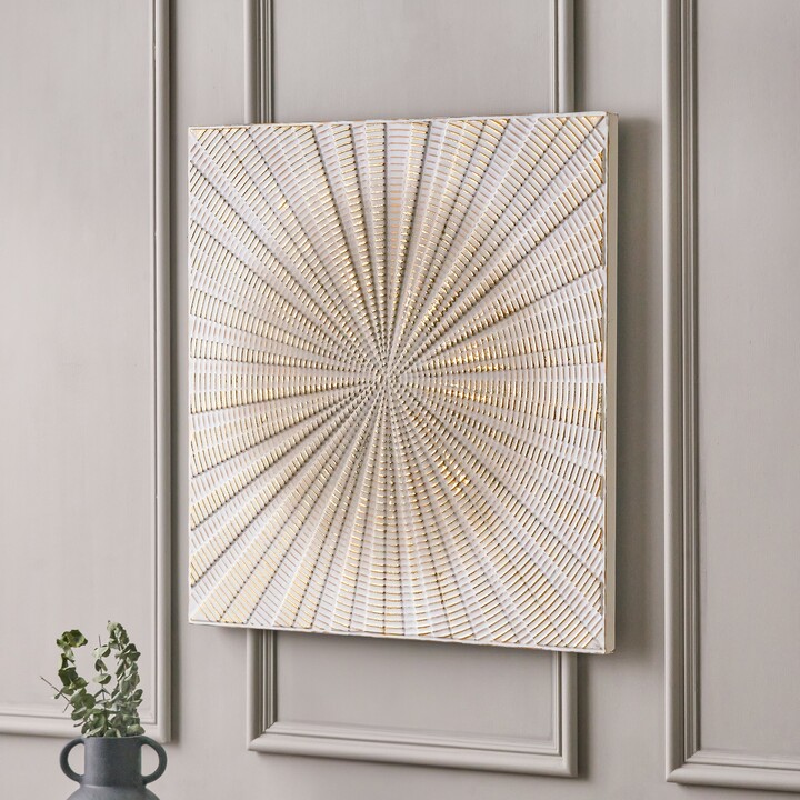 Pacific Lifestyle Light Grey and Gold Metal Starburst Wall Art Light ...