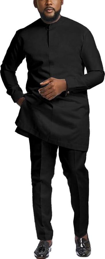 SEA&ALP African Suits for Men Slim Fit Dashiki Long Sleeve Shirt and ...