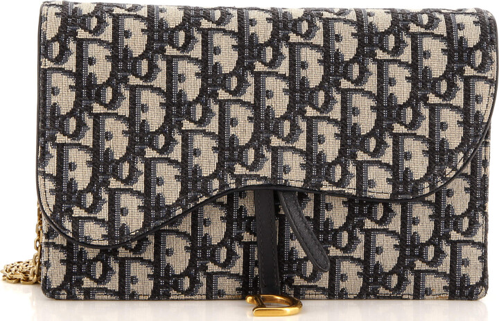 Christian Dior Saddle Chain Clutch Oblique Canvas - ShopStyle