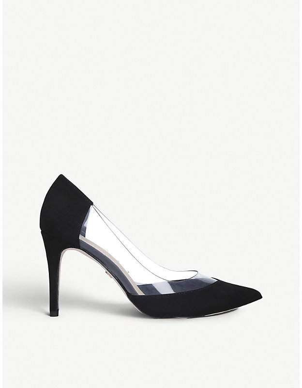 Kurt Geiger Atlas suedette and perspex courts - ShopStyle Pumps