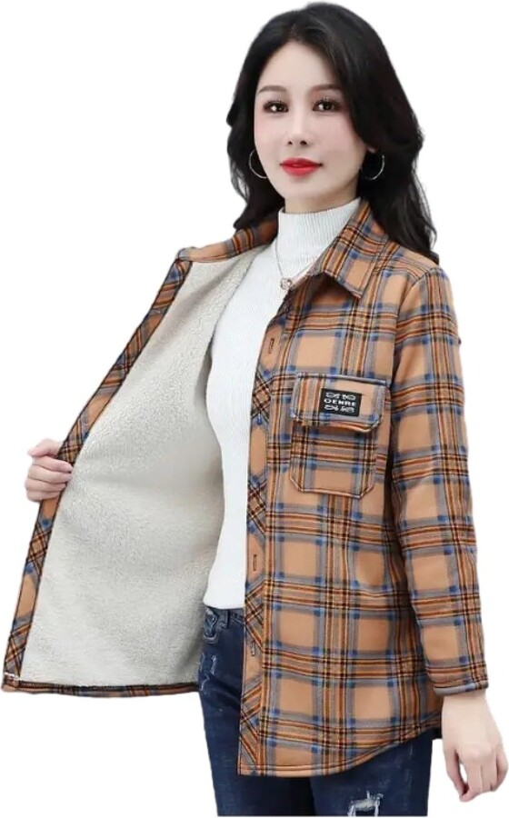 Mecnias Women'S Quilted Flannel Shirt Jacket - ShopStyle Tops