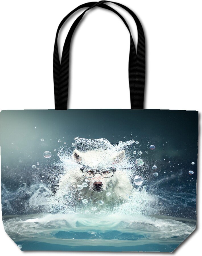 Warren Reed - Designer White Wolf With Glasses Splashart Beach Shopper ...