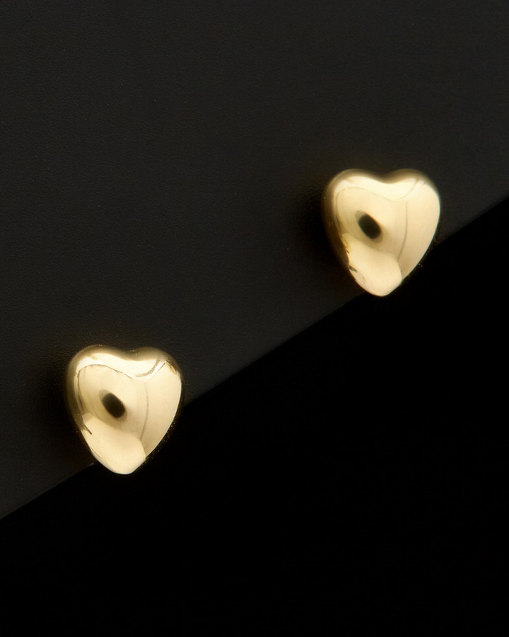 Italian Gold 14K Puffed Heart Studs - ShopStyle Earrings