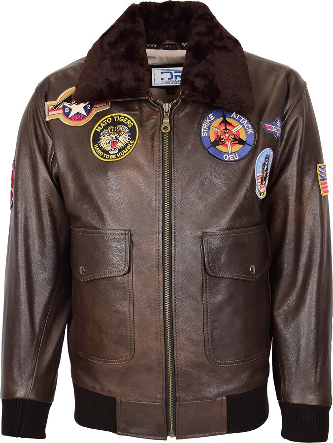 Divergent Retail DR154 Men's Classic Top Gun Aviator Leather Jacket ...