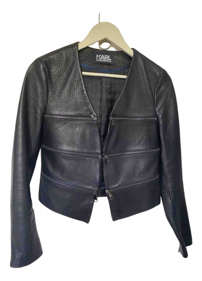 Karl Lagerfeld Paris Black Leather Leather jackets - ShopStyle